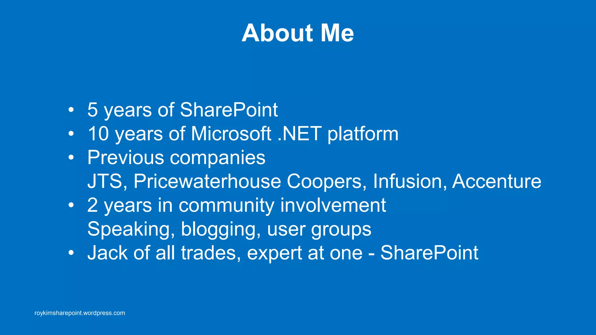 SharePoint 2013 Hosted App Presentation by Roy Kim | PPT