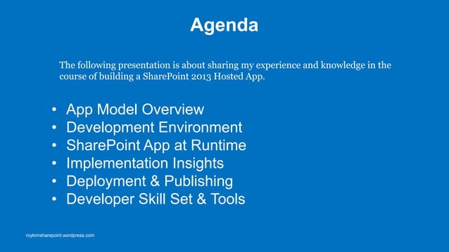 SharePoint 2013 Hosted App Presentation by Roy Kim | PPT