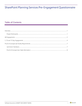 Share point 2013 pre engagement questionnaire (1) | PDF