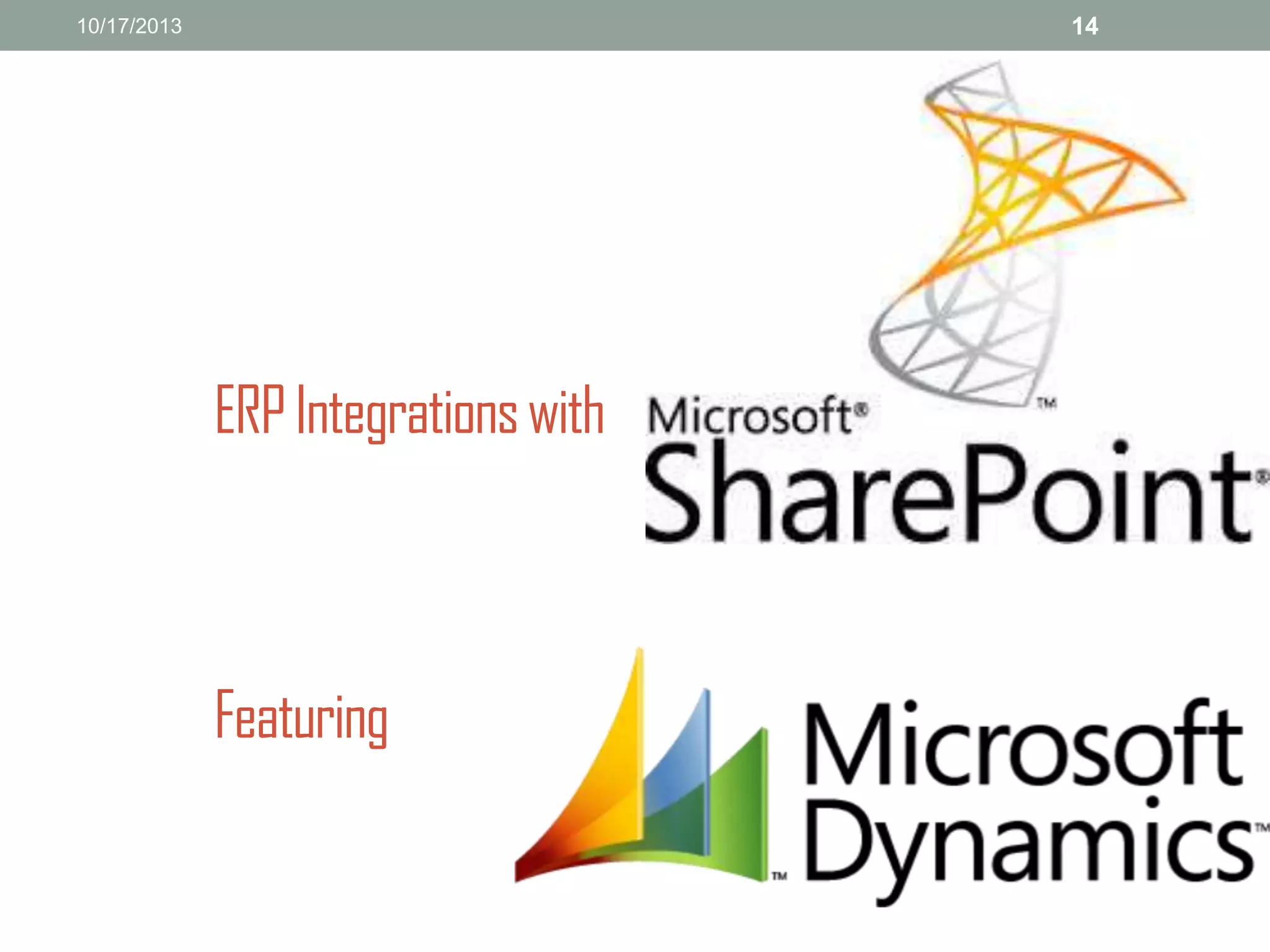 Share point 2013 sartuday, SharePoint & ERP Integrations