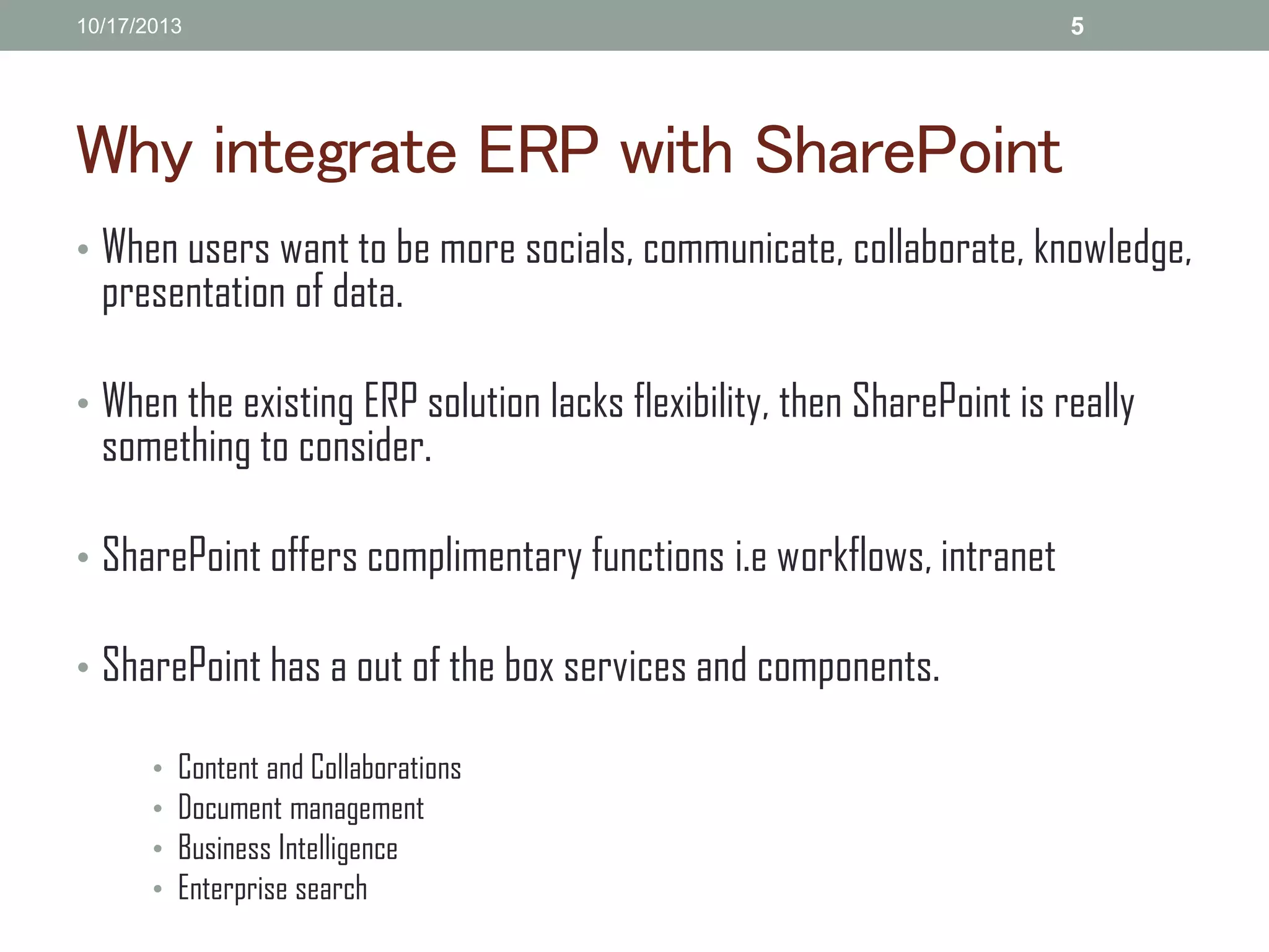 Share point 2013 sartuday, SharePoint & ERP Integrations