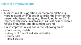 SharePoint 2013 search improvements | PPTX | Search | Internet