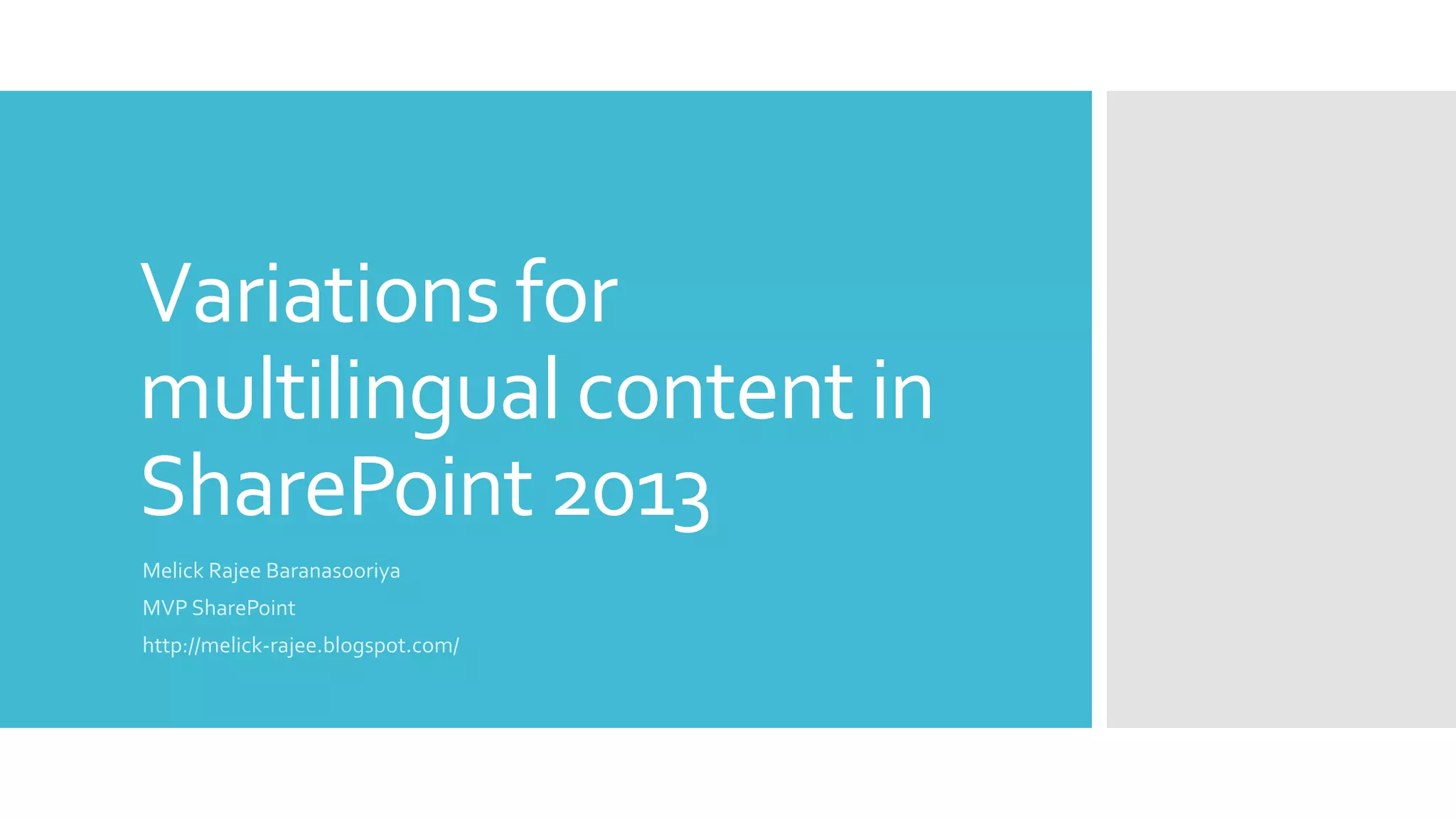 SharePoint 2013 variations feature | PPT