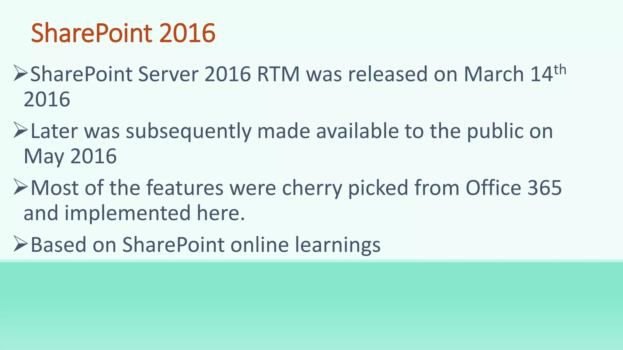 SharePoint 2016 Overview | PPTX