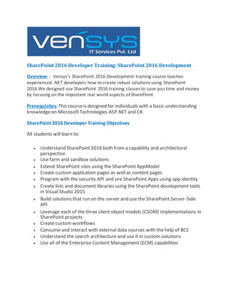 SharePoint 2016 developer training in Bangalore | DOCX | Web ...