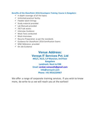 SharePoint 2016 developer training in Bangalore | DOCX | Web ...