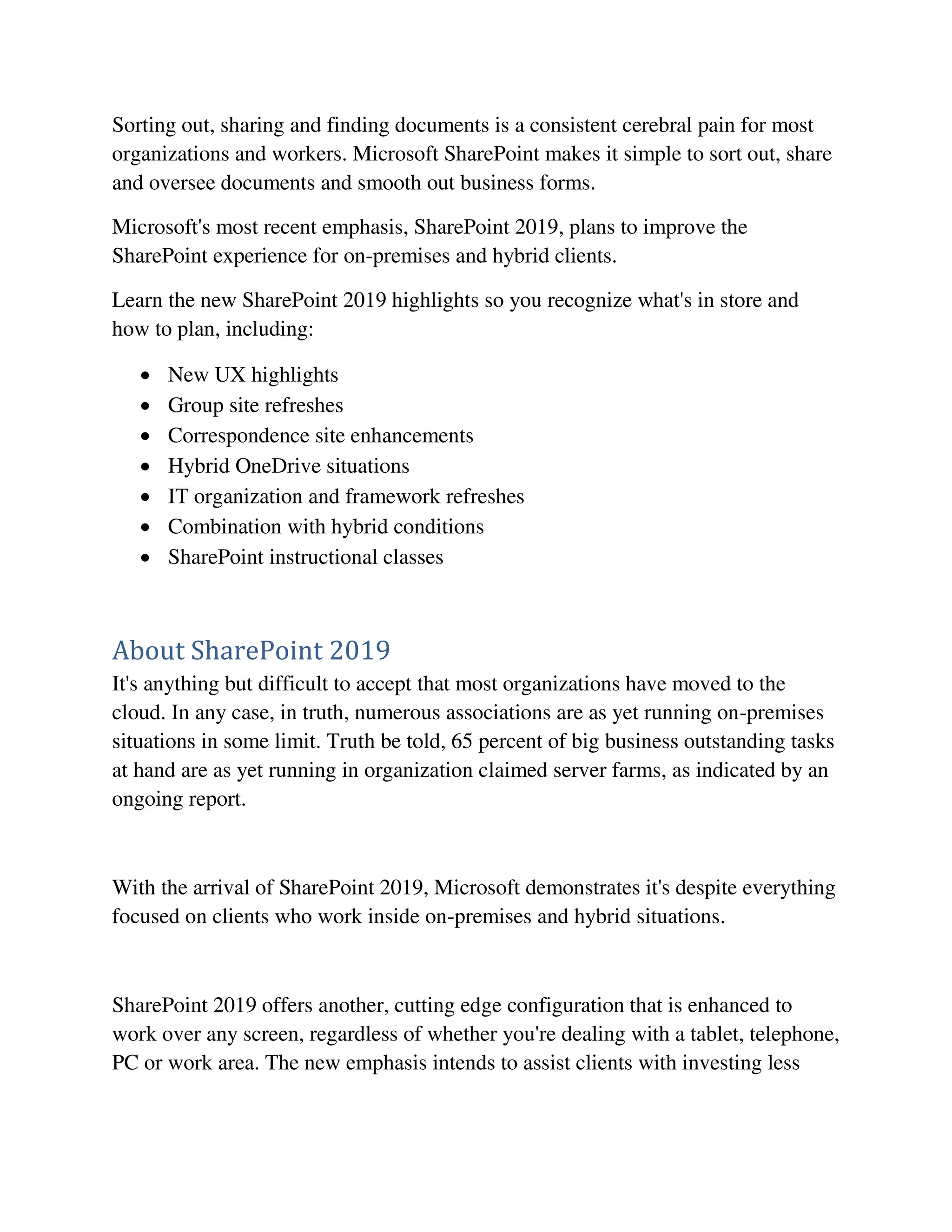 SharePoint 2019 features Veelead | PDF