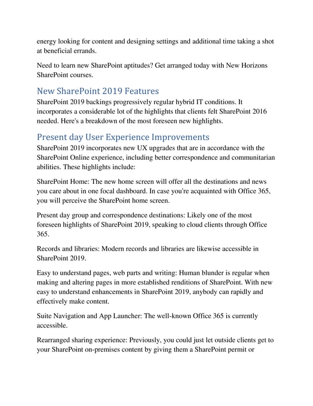 SharePoint 2019 features Veelead | PDF | Free Download