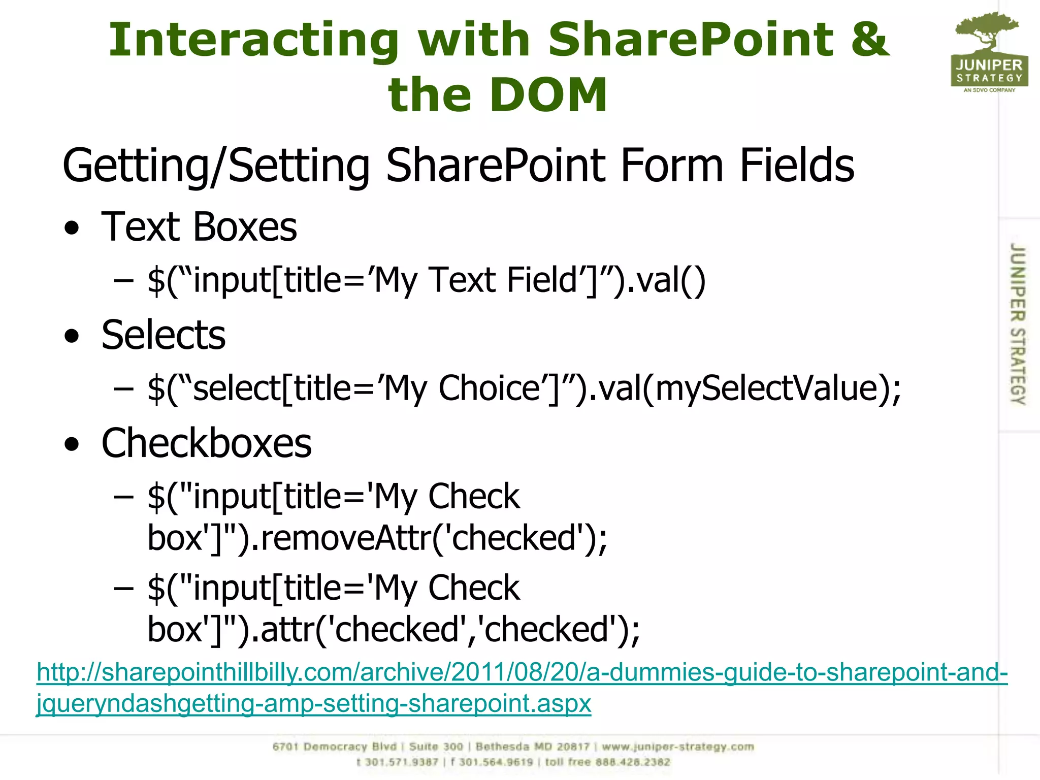 SPTechCon - Share point and jquery essentials | PPTX