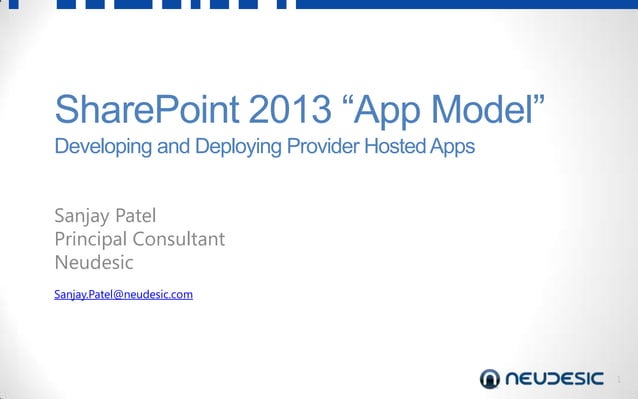 SharePoint 2013 “App Model” Developing and Deploying Provider Hosted ...