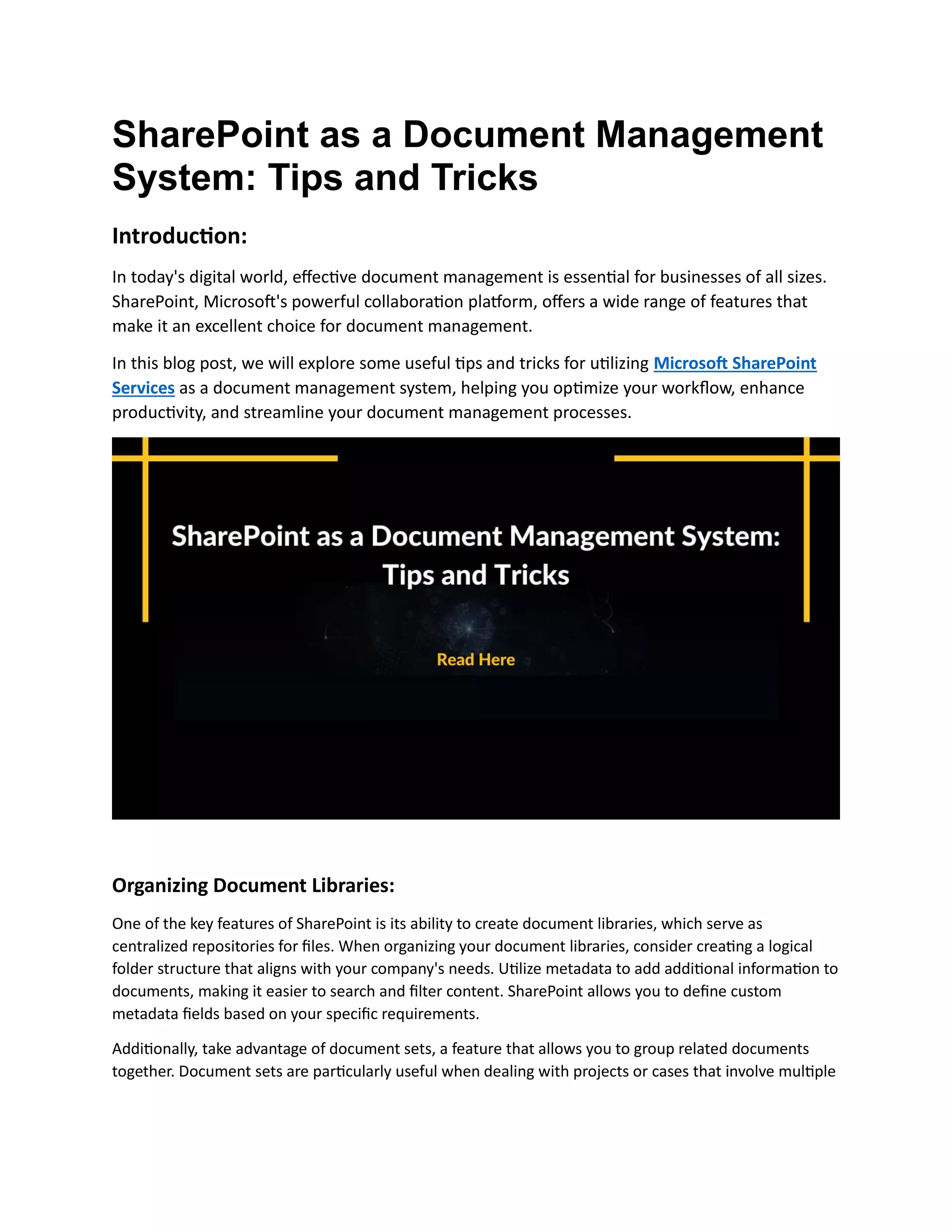 SharePoint as a Document Management System Tips and Trick.pdf