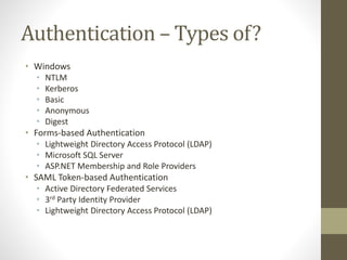 SharePoint Saturday Austin - Share point authentication and authorization | PPT