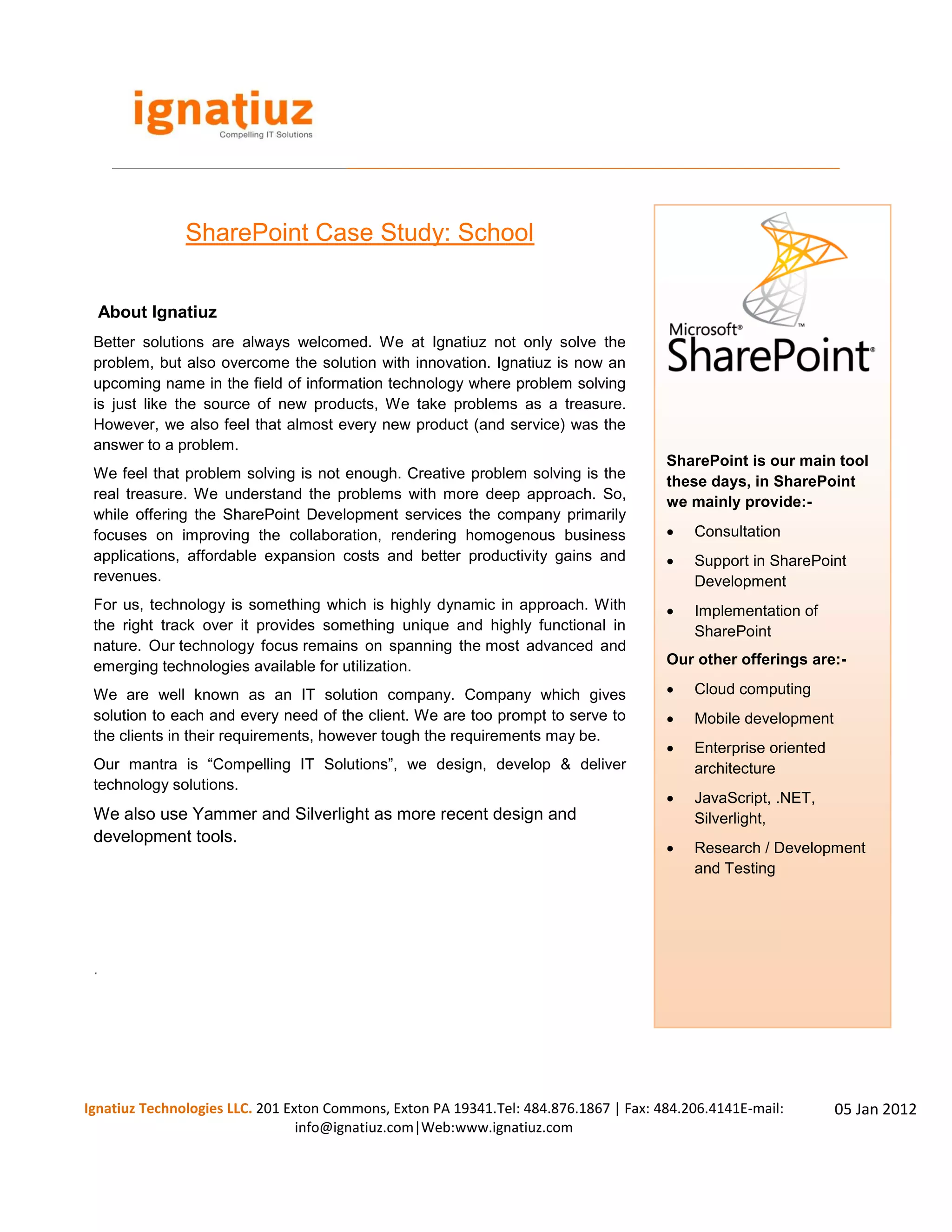 SharePoint Case Study: School | PDF