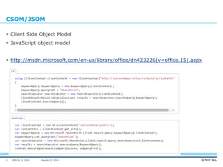 Share point – client search api’s | PPT