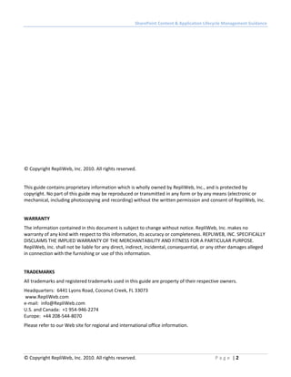 Share point content and application lifecycle management guidance | PDF