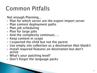 SharePoint content deployment presentation | PPTX