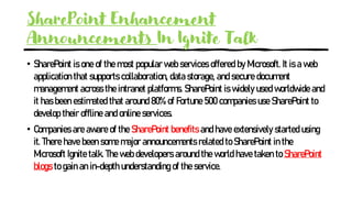 Share point enhancement announcements in ignite talk | PPT