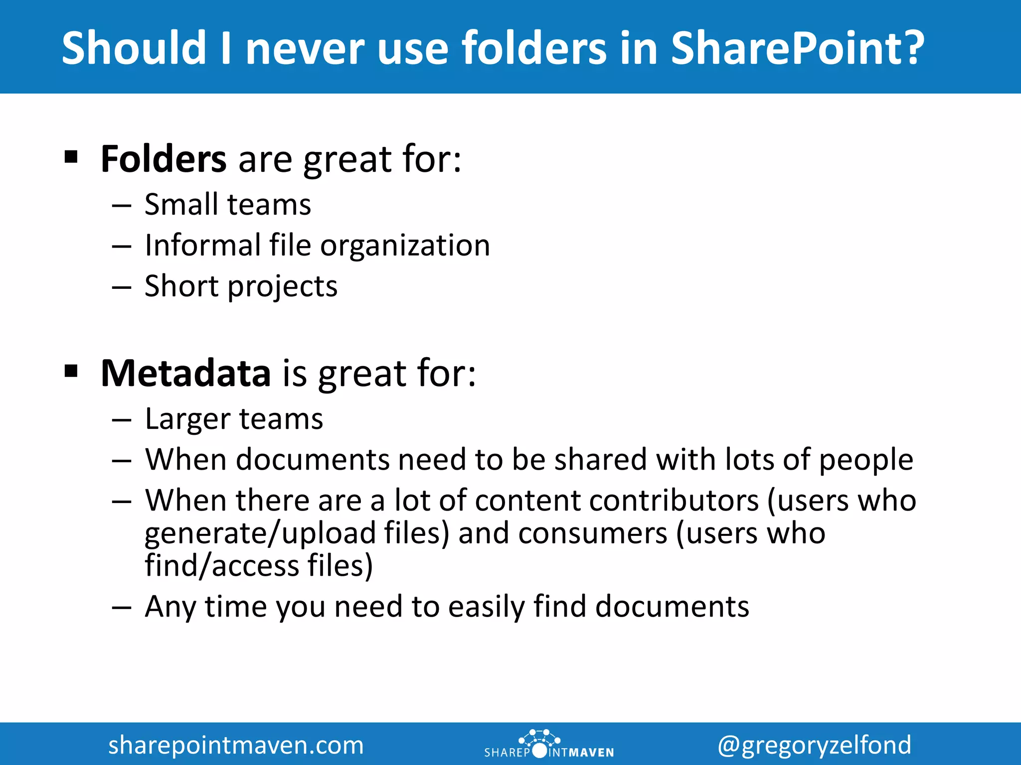 SharePoint Folders vs. Metadata | PPT