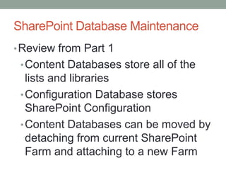 SharePoint for DBA's Part 2 | PPTX