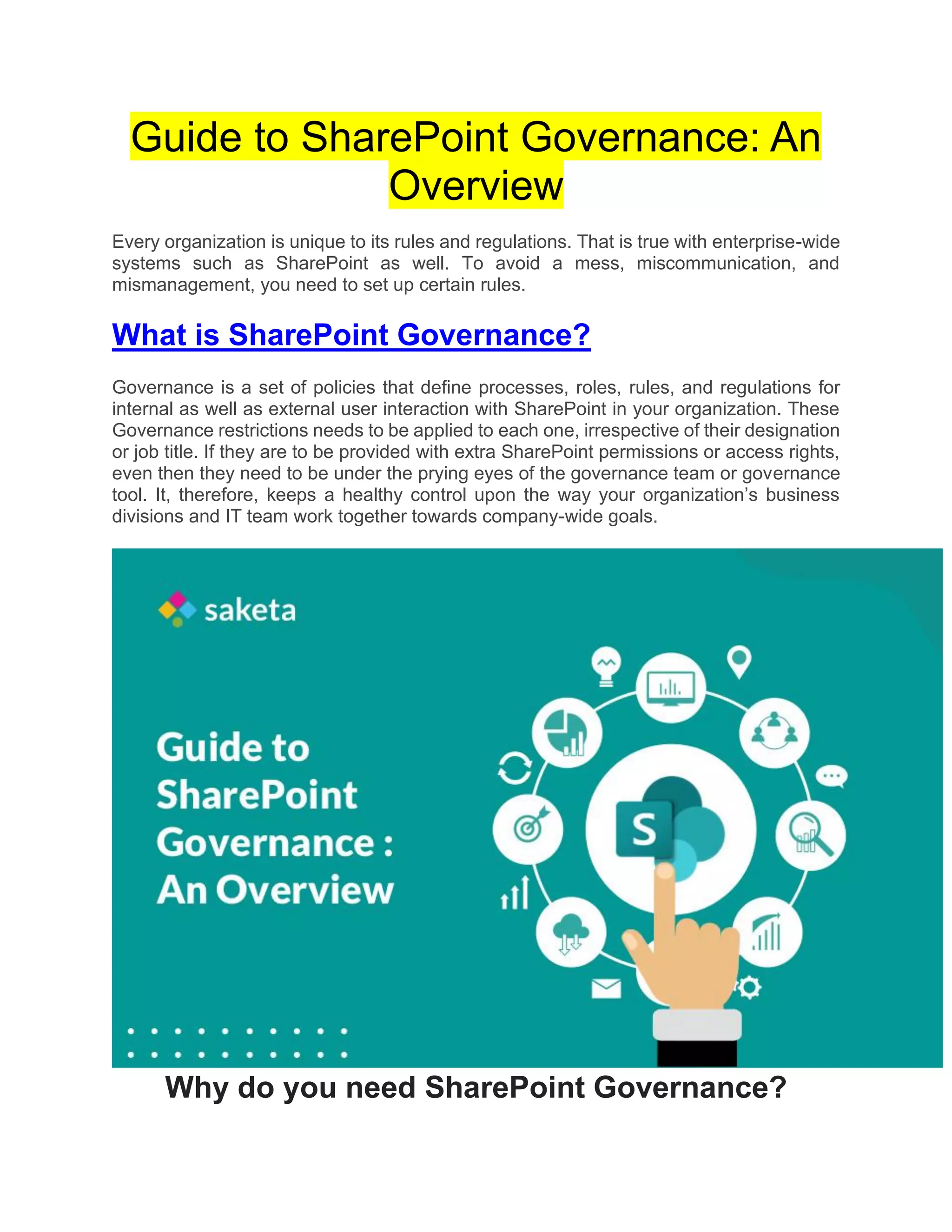 Guide to SharePoint Governance: An Overview | PDF