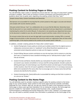 SharePoint Governance Planning - Microsoft | PDF