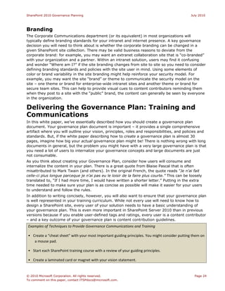 SharePoint Governance Planning - Microsoft | PDF