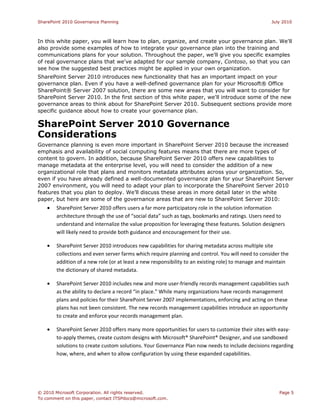 SharePoint Governance Planning - Microsoft | PDF