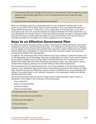 SharePoint Governance Planning - Microsoft | PDF