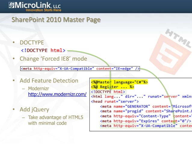 Bringing HTML5 alive in SharePoint | PPT