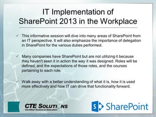 Microsoft SharePoint in the Workplace | PPT