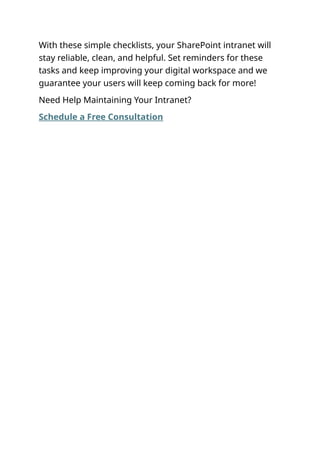 How to keep your SharePoint Intranet updated: Weekly, Monthly ...