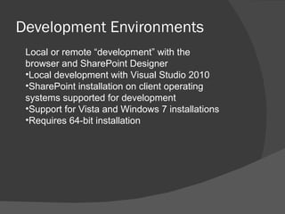 SharePoint 2010 and its development tools | PPT