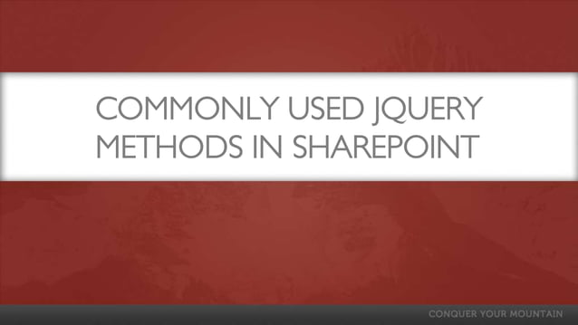 (Updated) SharePoint & jQuery Guide | PPT