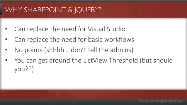 (Updated) SharePoint & jQuery Guide | PPT