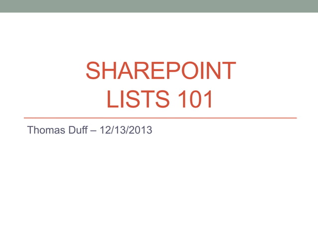 SharePoint Lists 101 | PDF