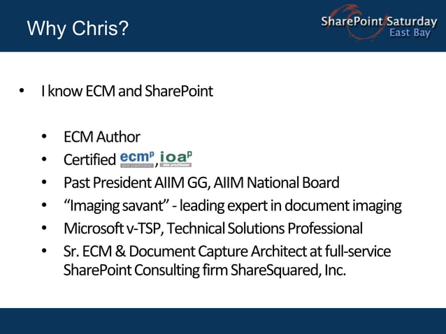 Share point meet ECM at SharePoint Saturday | PPTX | Computer Software and Applications | Computing