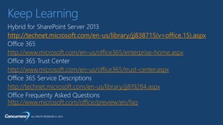 SharePoint Online v Onprem - presented by Concurrency, Inc | PPT