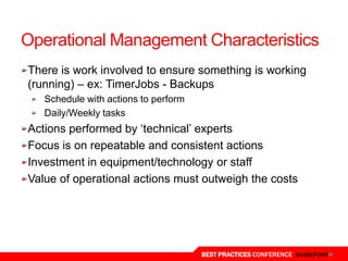 SharePoint Operations Framework - Planning and Guidance | PPT