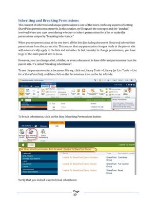 SharePoint Permissions 101 (text) | PDF