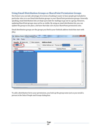 SharePoint Permissions 101 (text) | PDF