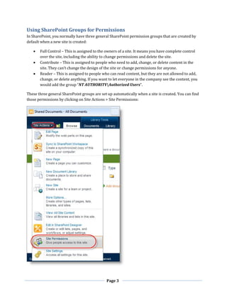 SharePoint Permissions 101 (text) | PDF
