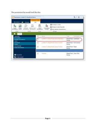 SharePoint Permissions 101 (text) | PDF