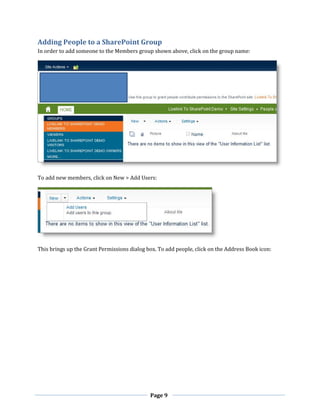 SharePoint Permissions 101 (text) | PDF