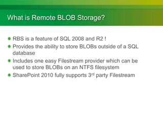 Share point rbs in depth englisch | PPTX | Databases | Computer Software and Applications