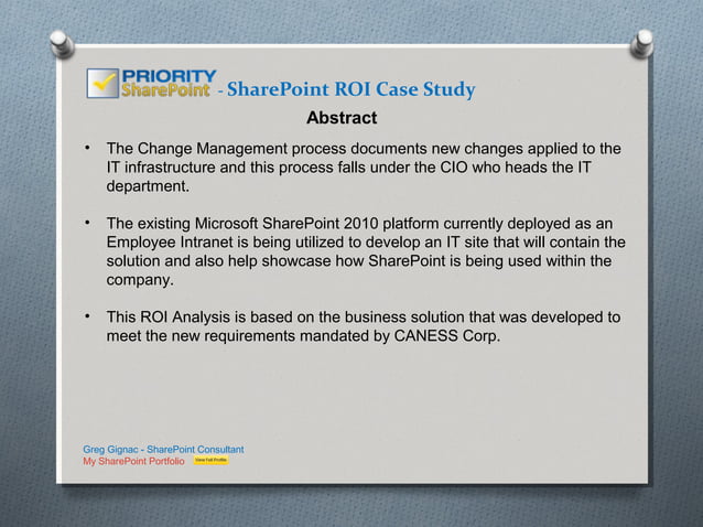 SharePoint ROI Analysis Case Study | PPT