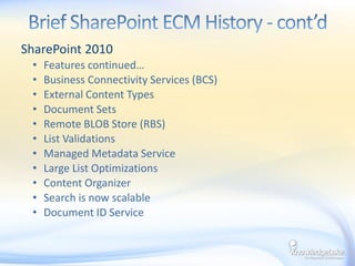 ECM with SharePoint - SPSOzarks | PPTX | Search | Internet