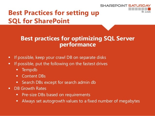 SQL Server Best Practices for SharePoint (On-Prem)