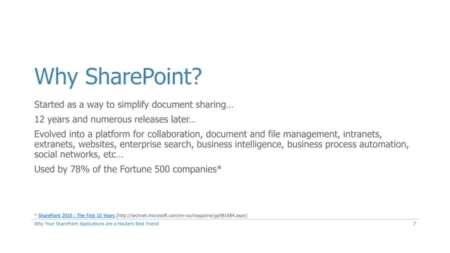 Taking the Share out of Sharepoint: SharePoint Application Security. | PDF