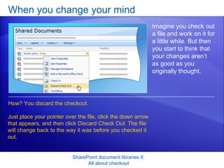Share Point Server 2007 - Document Libraries 2 - All About Checkout | PPT