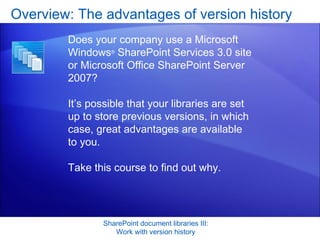 Share Point Server 2007- Document Libraries 3- Work With Version ...